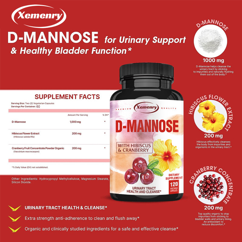 D-Mannose 1400mg - with Hibiscus & Cranberry - Urinary Tract Cleanse ...