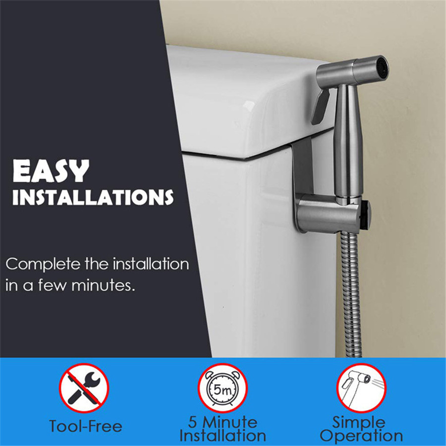 Toilet Shattaf Adapter Hose Bidet Spray Stainless Steel Handheld Shower ...