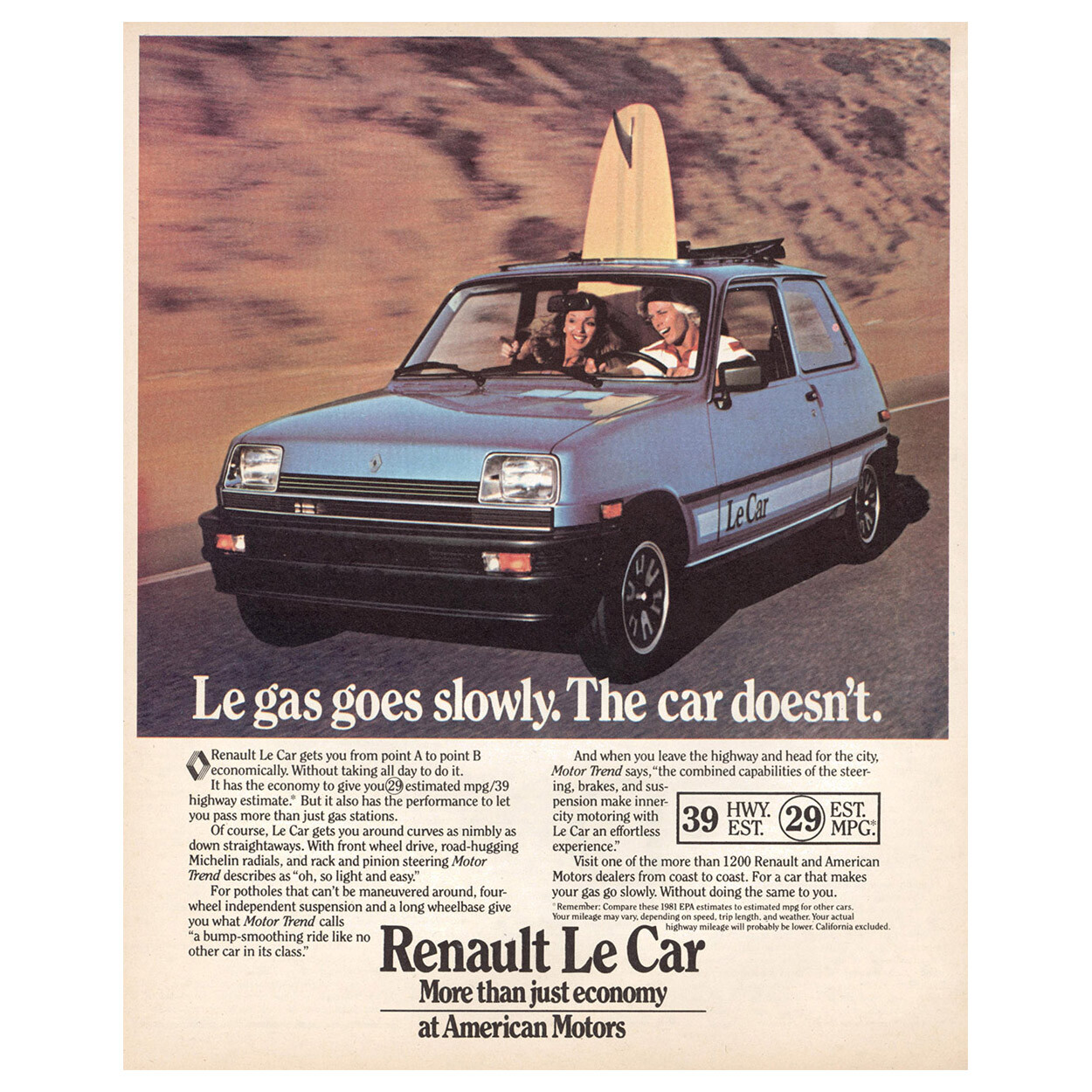 1981 Renault Le Car: Le Gas Goes Slowly The Car Doesn't Vintage Print ...