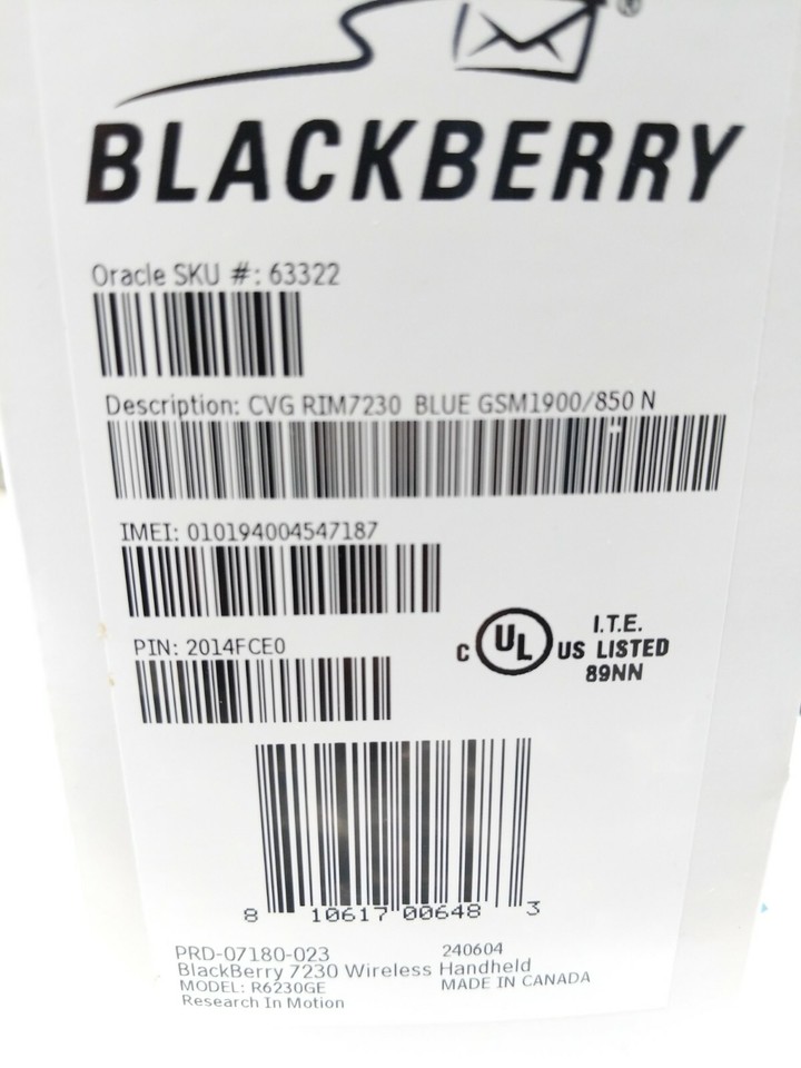 Brand New Blackberry 7230 RARE Collectible PDA Device! RIM First PDA ...