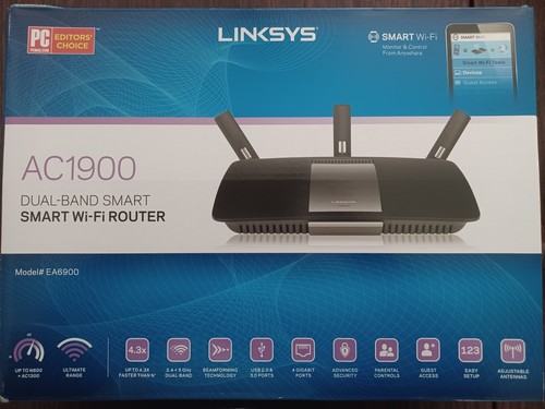 Linksys AC1900 EA6900 - 1900 Mbps 4 Port Dual-Band Smart Wi-Fi Router ...