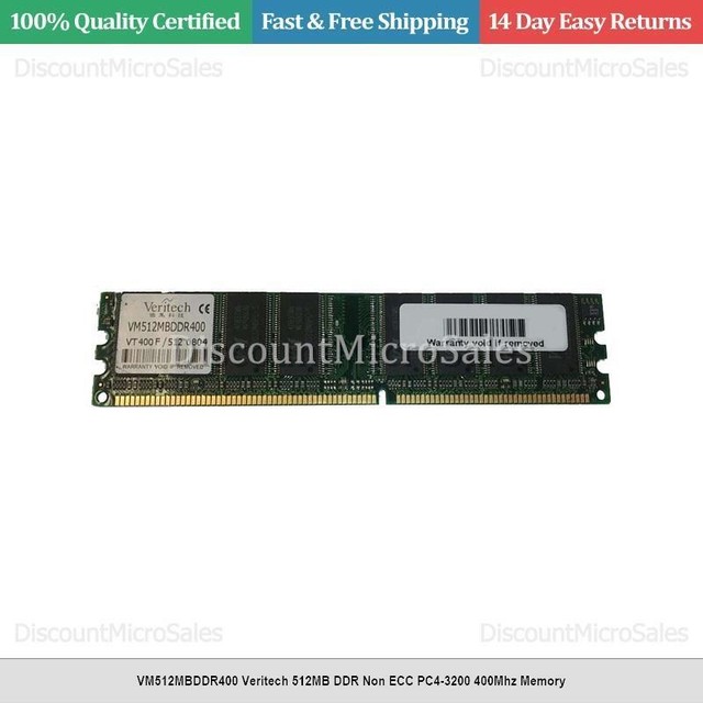 512MB Veritech DDR1 RAM PC3200U 400MHz 184-Pin Dimm Desktop Memory ...