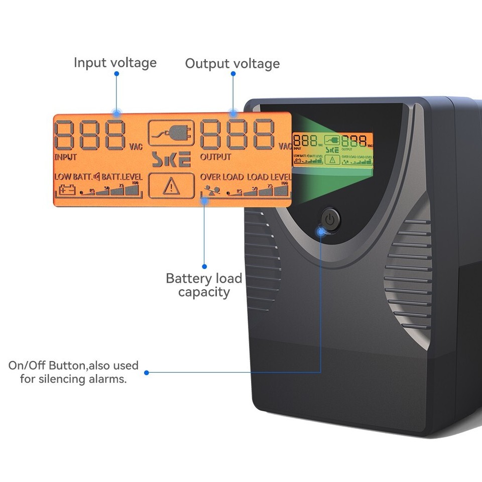SKE UPS 425VA/240W Battery Backup & Surge Protector Uninterrupted Power ...