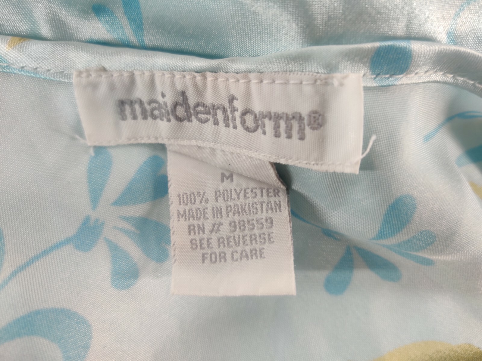 Maidenform Blue/Pink Floral Satin Nightgown Size Medi… - Gem