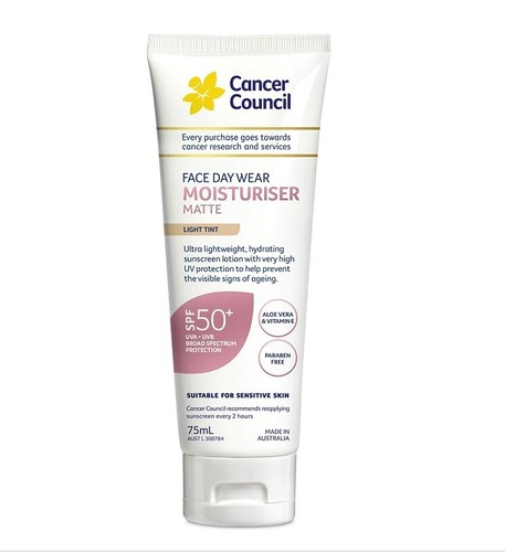 Cancer Council Face Daywear Moisturiser Matte SPF50+ BB Cream Light ...
