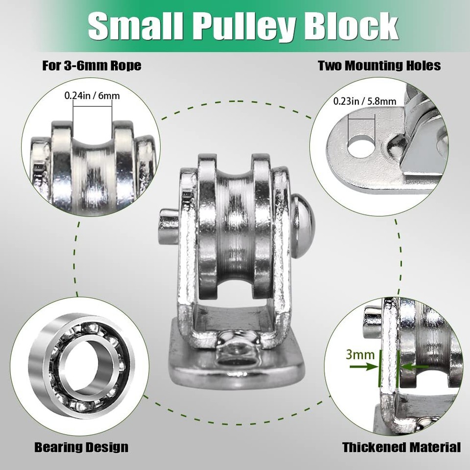 Small Pulley Block Silent Wall Ceiling Mount Pulley with Bearing Fixed ...