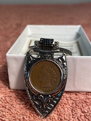 NEW American Coin Treasures 1901 Indian Cent Arrowhead Coin Key Ring w ...