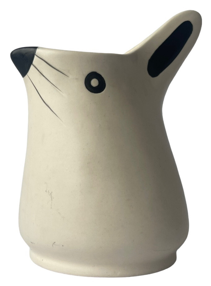 Creative Coop Stoneware Pitcher Mouse White Bunny Creamer Farmhouse ...