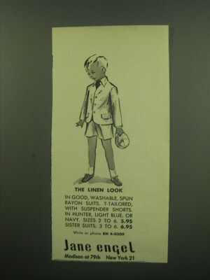 1949 Jane Engel Boys Suits Ad - The Linen Look | eBay