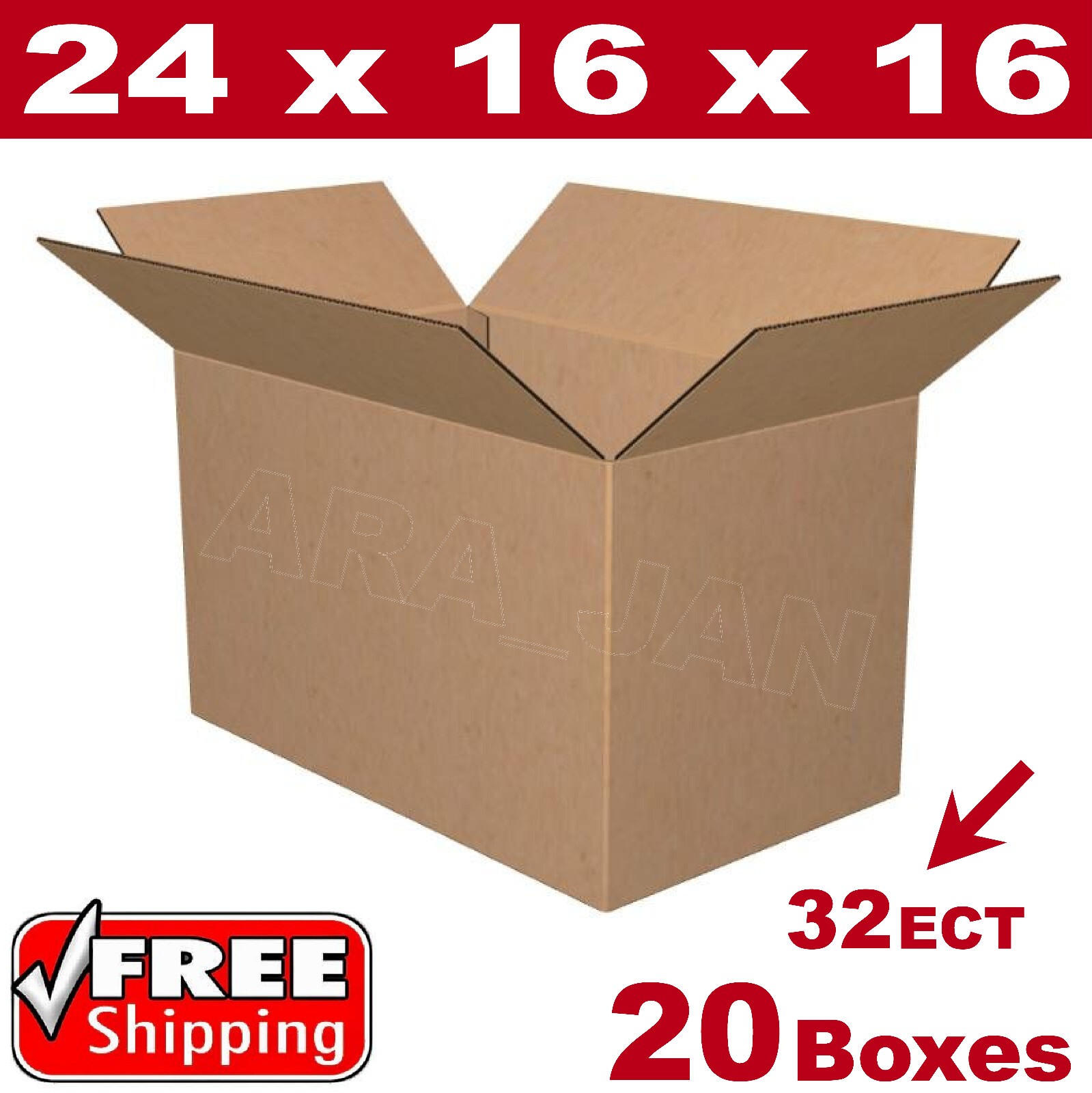 20 - 24x16x16 Cardboard Boxes Mailing Packing Shipping Box Corrugated ...