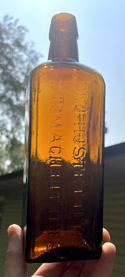 NICE AMBER DR. HOSTETTER'S STOMACH BITTERS BOTTLE W. McC 1870'S ERA ...