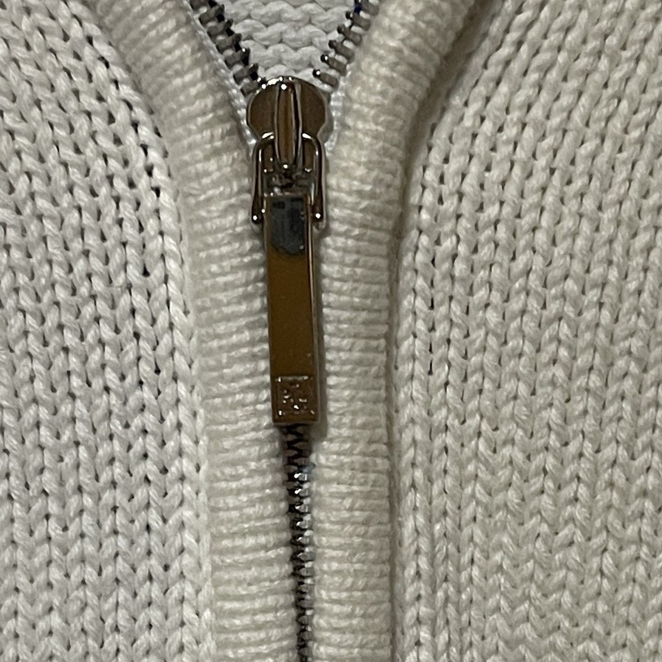Lauren Ralph Lauren Women’s XL White 100% Cotton Two Way Zip Cardigan ...