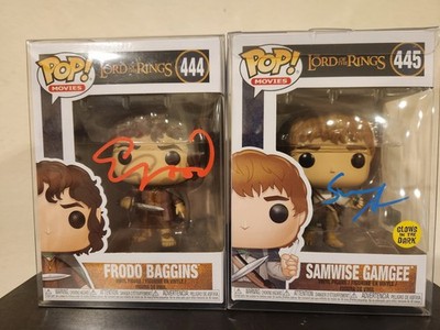 Signed ELIJAH WOOD & SEAN ASTIN Frodo & Sam LOTR Autograph Funko Pop ...