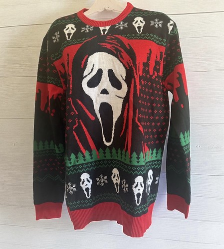 Scream Ghost Face Ugly Christmas Sweater Size Small Horror Movie Knit ...