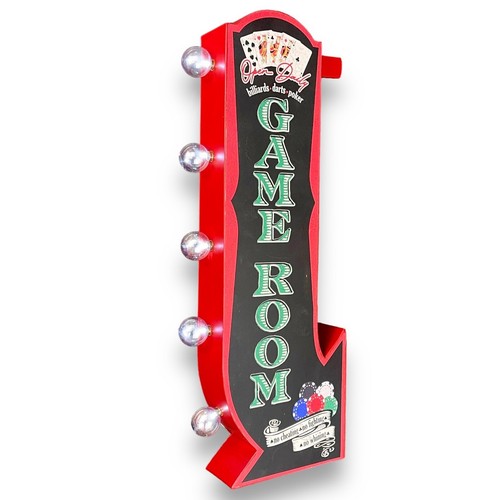 Game Room Vintage LED Double Sided Arrow Sign Poker Darts Billiards ...