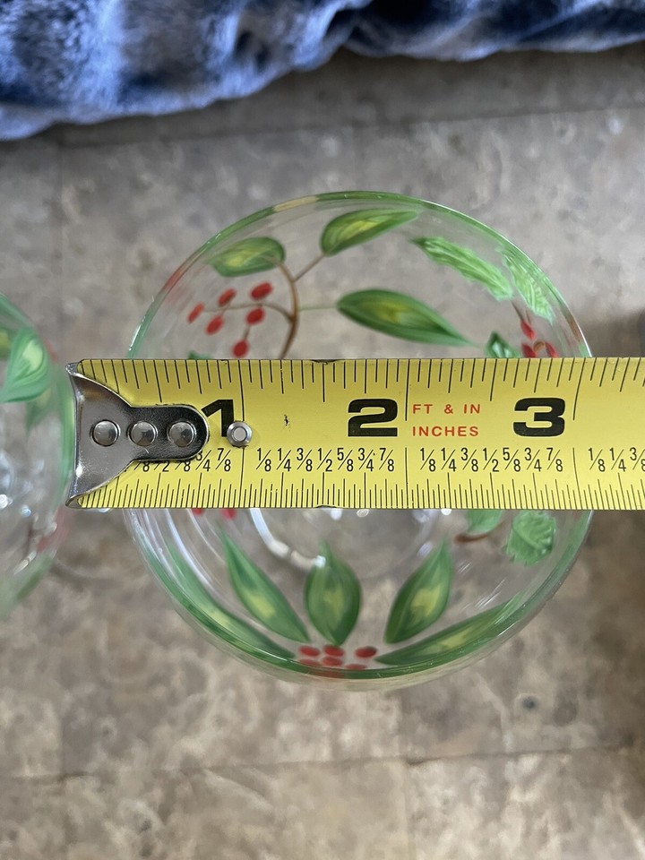 Set of 2 Block Basics Poinsettia Hand-Painted Multipurpose Goblets ...