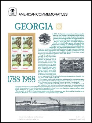1988 Georgia Peach State 200 years CP290 commemorative panel 299 MNH Sc ...