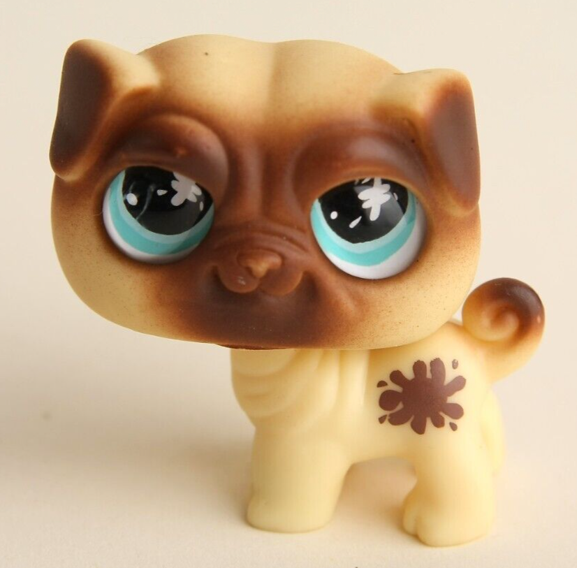 Littlest Pet Shop Messiest PUG #623 DOG PUPPY Glass Crystal Eyes w ...