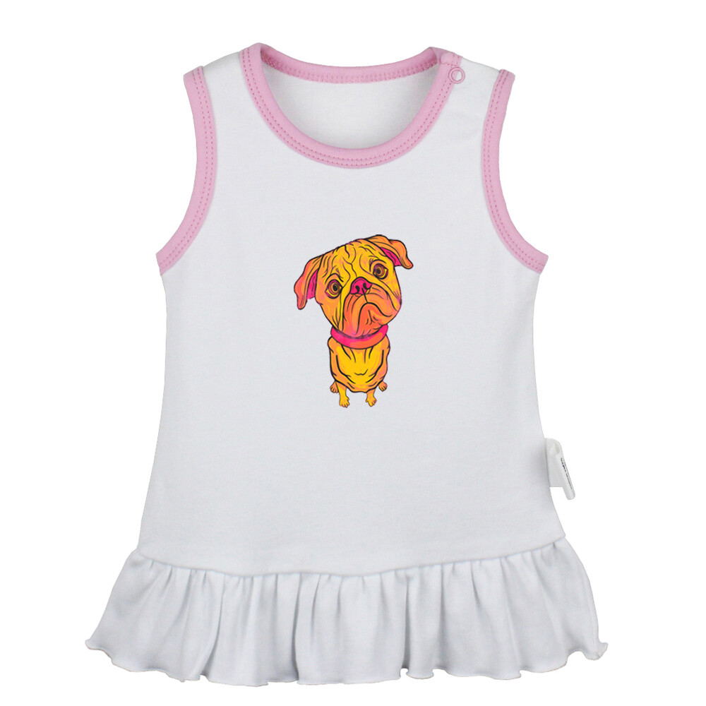 Retro Vintage Funny Cute Love Colorful Pug Dog Baby Girl Dresses Infant ...