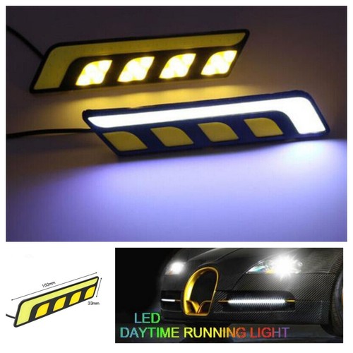 Pair White COB DRL LED Daytime Running Light FOR Universal Car Driving ...