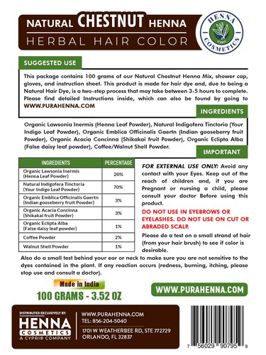 Black, Brown, Burgundy, Chestnut | Natural Henna Hair Color| Organic 50 ...