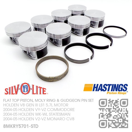 LS1 STD FLAT TOP PISTONS & MOLY RINGS GEN 3 V8 5.7L [HOLDEN VY-VZ ...