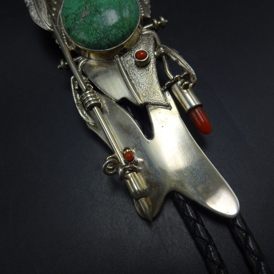 Spectacular RAY WINNER SterlingSilver 14K TURQUOISE CORAL Warrior Chief ...