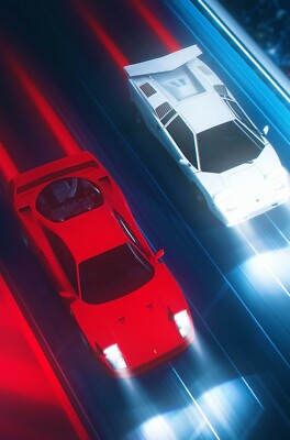 Ferrari F40 vs Lamborghini Countach High-Quality 22inx17 Art Poster ...