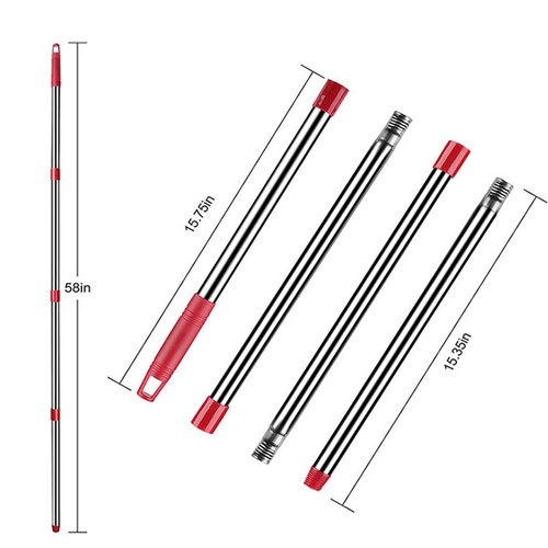 58'' Four-section Fine Thread Mop Bar Stainless Steel Mop Bar For O ...