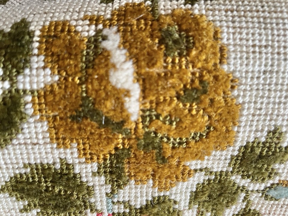 Vintage Chenille Floral Velvet Burnout Upholstery Couch Carpet Raised ...