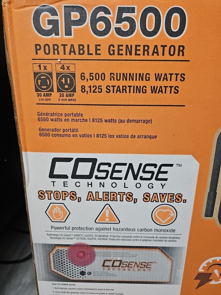 Generac GP6500 6500-Watt Portable Gas Generator w/ CO Sense 7680 | eBay