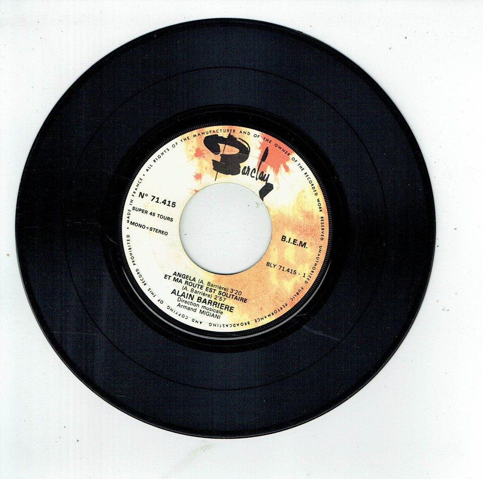 Alain Barrier Vinyl 45 RPM EP Angela - Marie Layer Toi La -barclay ...