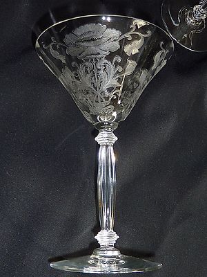 61/4" Tiffin "Flanders" Pattern Etched Poppy Crystal Champagne Sherbet ...