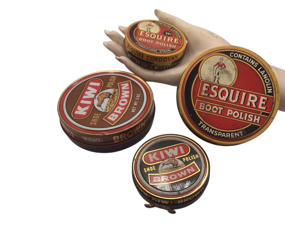 Vintage Shoe Shine Kit with Brushes, Polishes, Wood Box, Vintage Boot ...