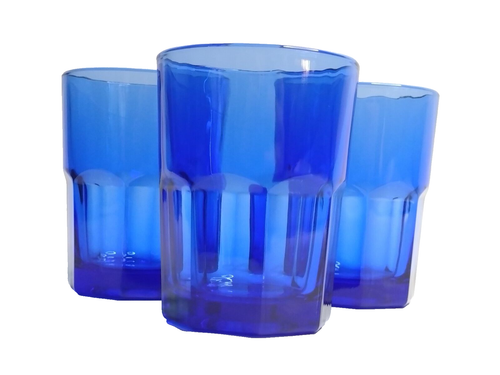 Vintage Libbey Crisa Cobalt Blue Low Ball Tumbler Glasses Lot of 3 | eBay