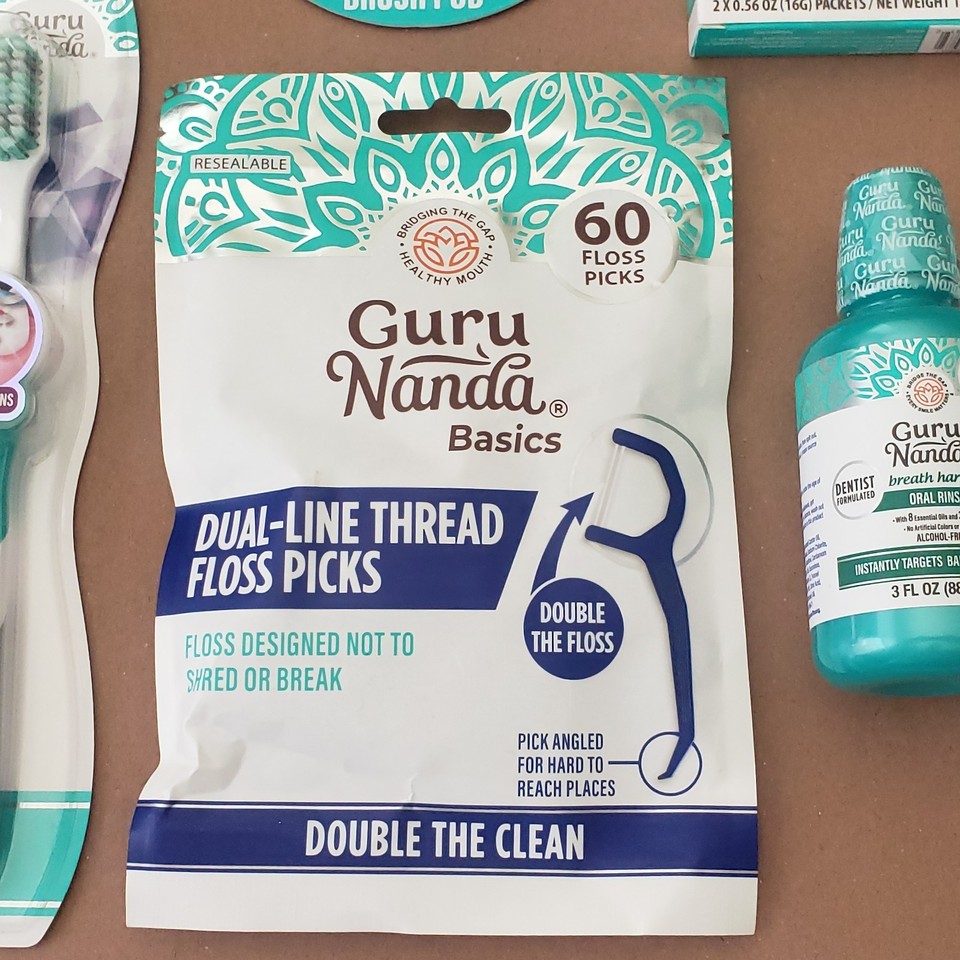 New GURU NANDA Teeth Whitening TOOTHBRUSH Oral Rinse DENTAL Floss PICKS ...