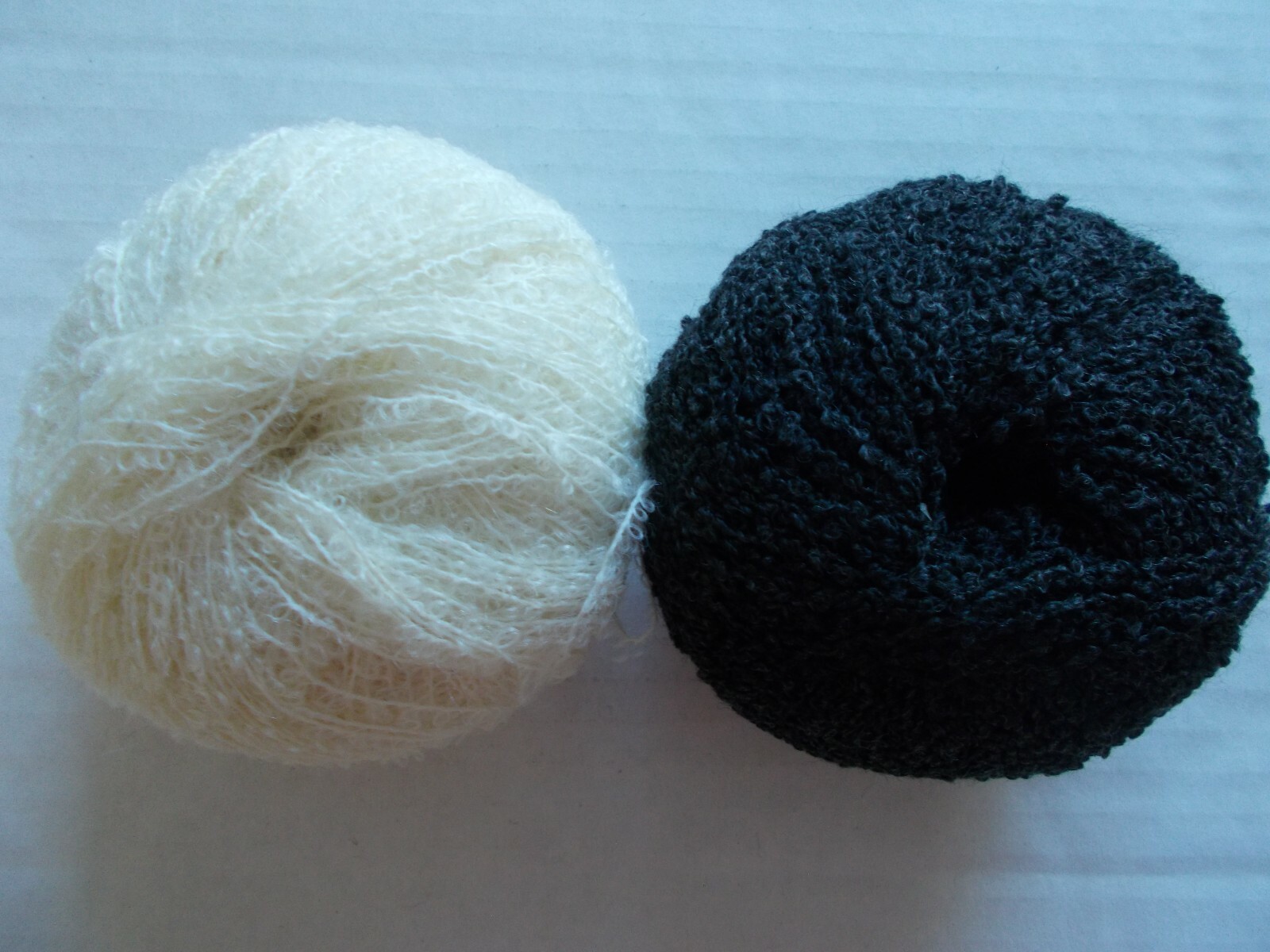 NuMei Baby Loop wool blend yarn, cream/charcoal,mixed lot of 2 (181 yds ...