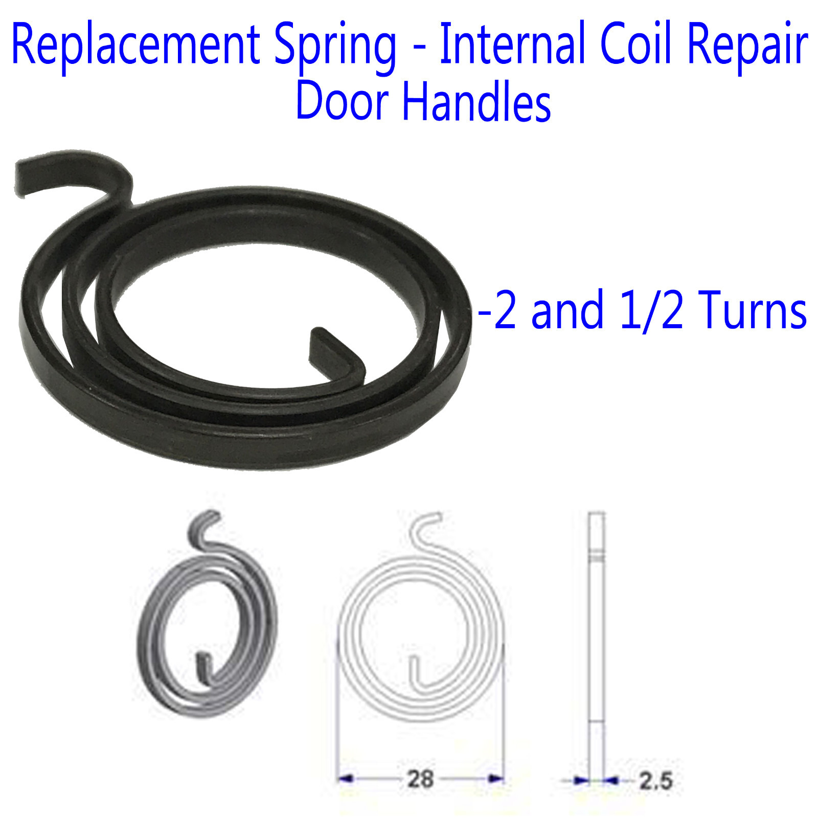 Door Handle Springs Repair Kit Plus Circlip ( 6 x 2.5 Turns plus 6 ...