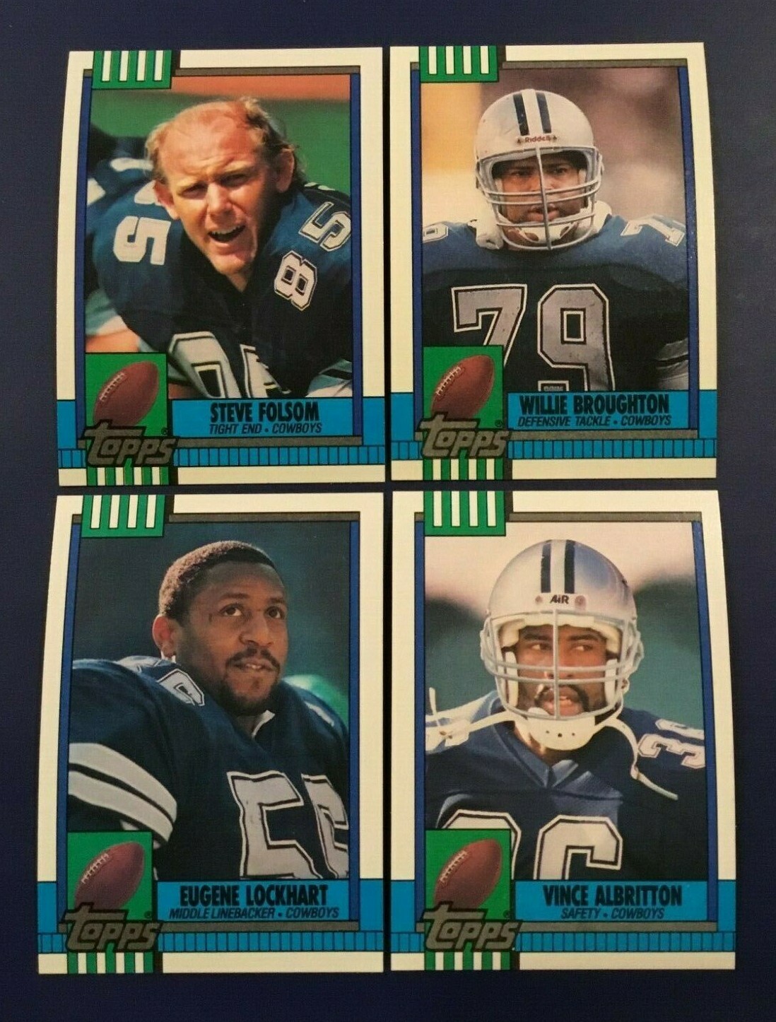 1990 Topps FOLSOM, LOCKHART, ALBRITTON, BROUGHTON Dallas Cowboys Set ...