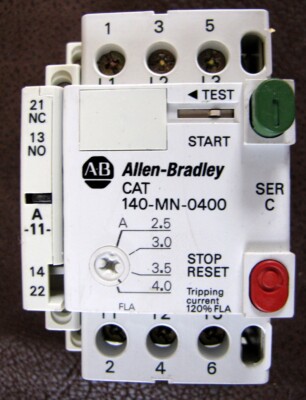 LOT OF 9 ALLEN BRADLEY 140-MN-0400 SER C with 140-A11 Auxiliary Contact ...