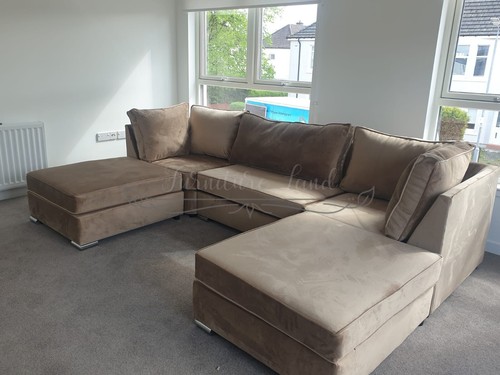 Stunning Lux u shape sofa - Mink | eBay UK