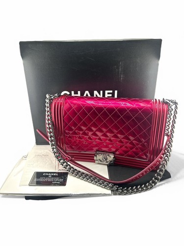 Rare Chanel Metallic Fuchsia Pink Medium Flap Boy Bag Gunmetal Hardware ...