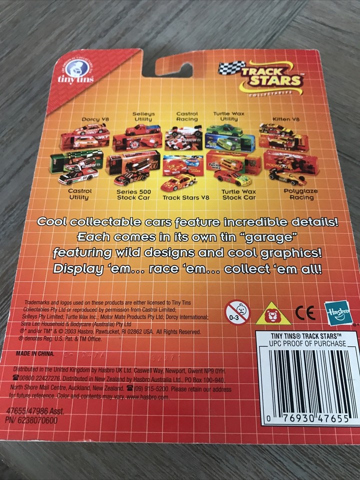 HASBRO 2002 TINY TINS TRACK STARS SERIES 500 STOCK CAR DIE CAST SEALED ...