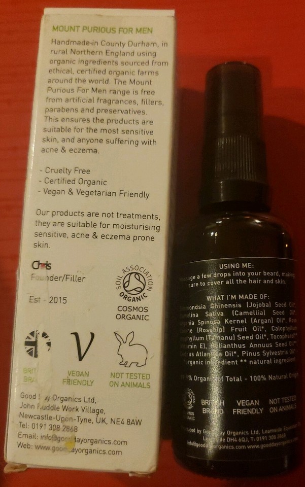 MOUNT PURIOUS FOR MEN "Forest Trail" BEARD OIL W/Tamanu +Cedarwood Oils ...