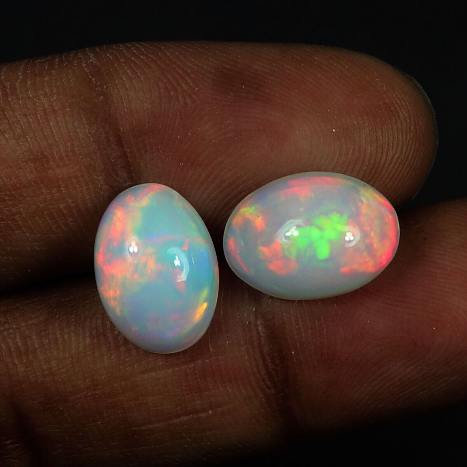 White Opal Cabochon Gemstone Multi Fire Opal Lot Oval Opal Jewelry Cabs ...
