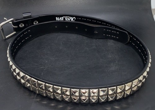 NEW 2 Row Pyramid Studded Belt Genuine Leather Punk Goth Cosplay Hot ...