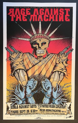 EMEK Rage Against the Machine Mesa AZ 1996 RARE poster signed doodled ...