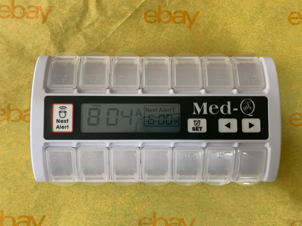 Med-Q Medication Automatic Pill Box Dispenser Beep Reminder White | eBay