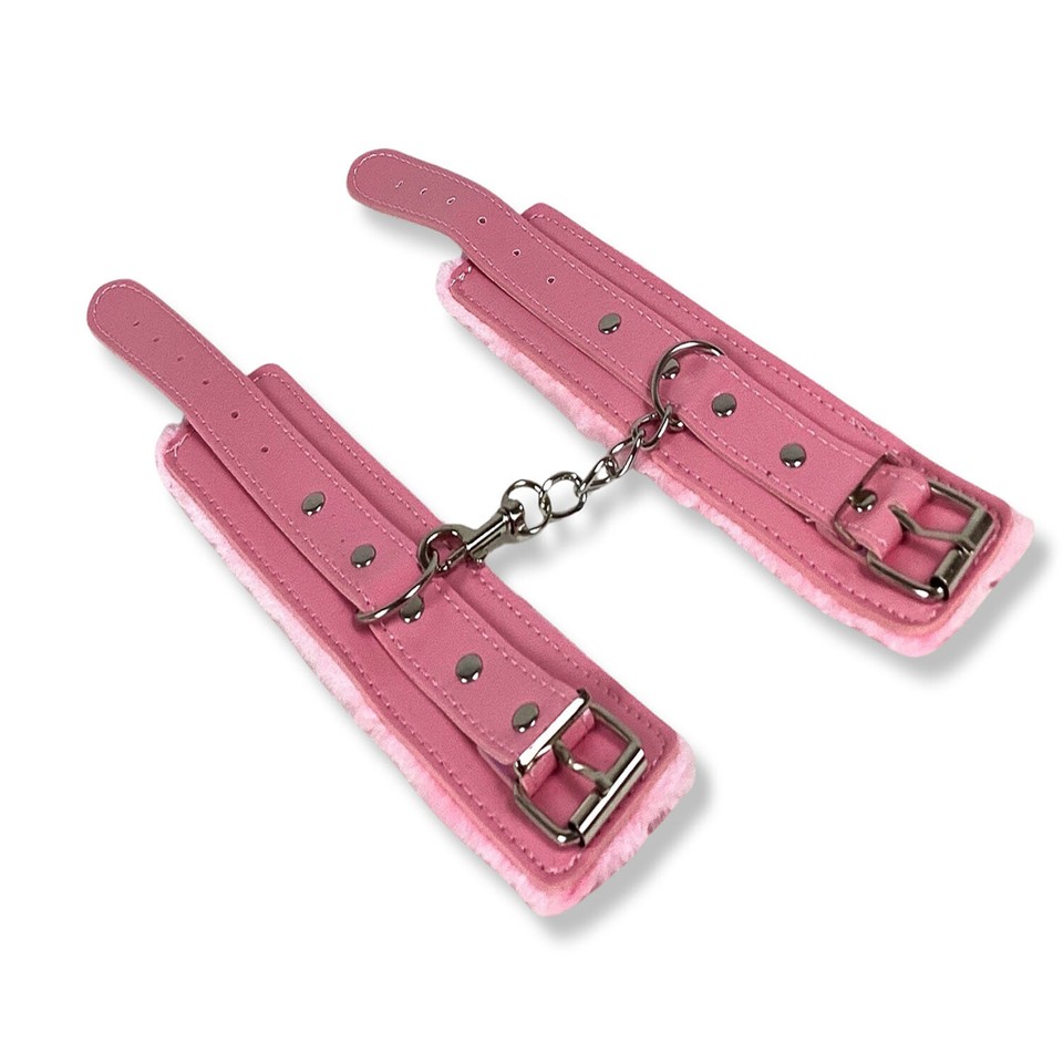 Furry Fuzzy PU Leather Wrist Handcuffs Adjustable Restraint Sex Cuff ...
