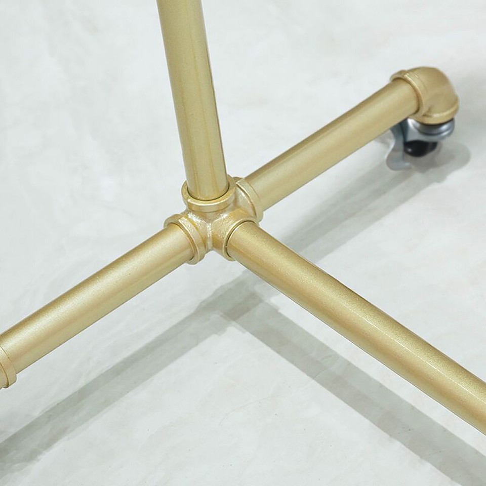 Commercial Rolling Garment Rack Heavy Duty Clothing Shelf Gold With 4 ...